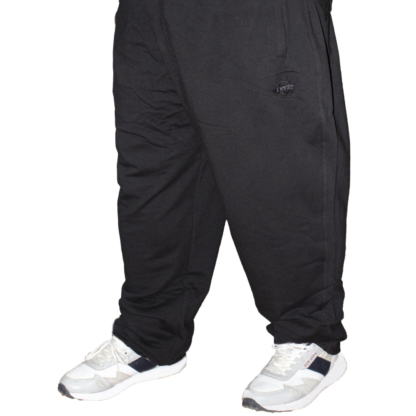 Pantaloni trening negri simpli pentru barbati, croiala clasica - XXLBigSize
